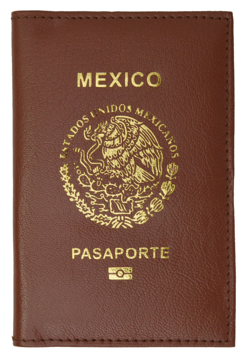Mexico Passport Cover Genuine Leather Travel Wallet with Emblem Pasapo ...