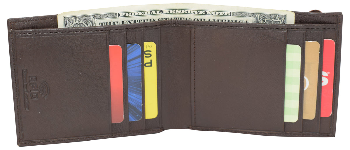 RFID49 Marshal Genuine Leather Slim Bifold Exterior ID Card Holder Wal ...