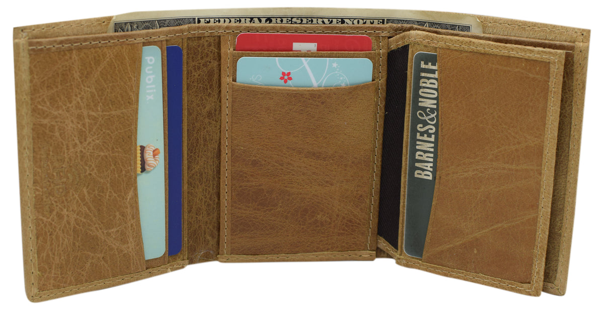 RFID621107TN Marshal RFID Protected Men's Cowhide Leather Trifold Wall ...