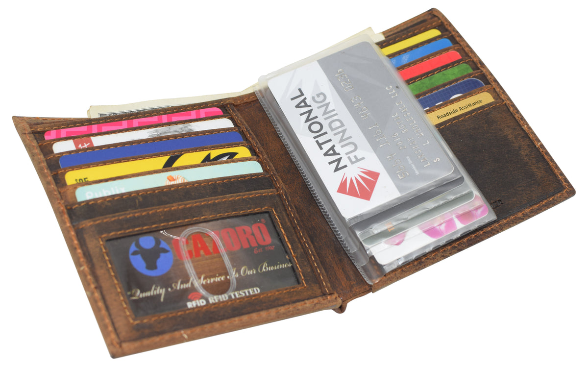 CAZORO Vintage Leather Slim Hipster Bifold Wallets for Men Large Bifol ...