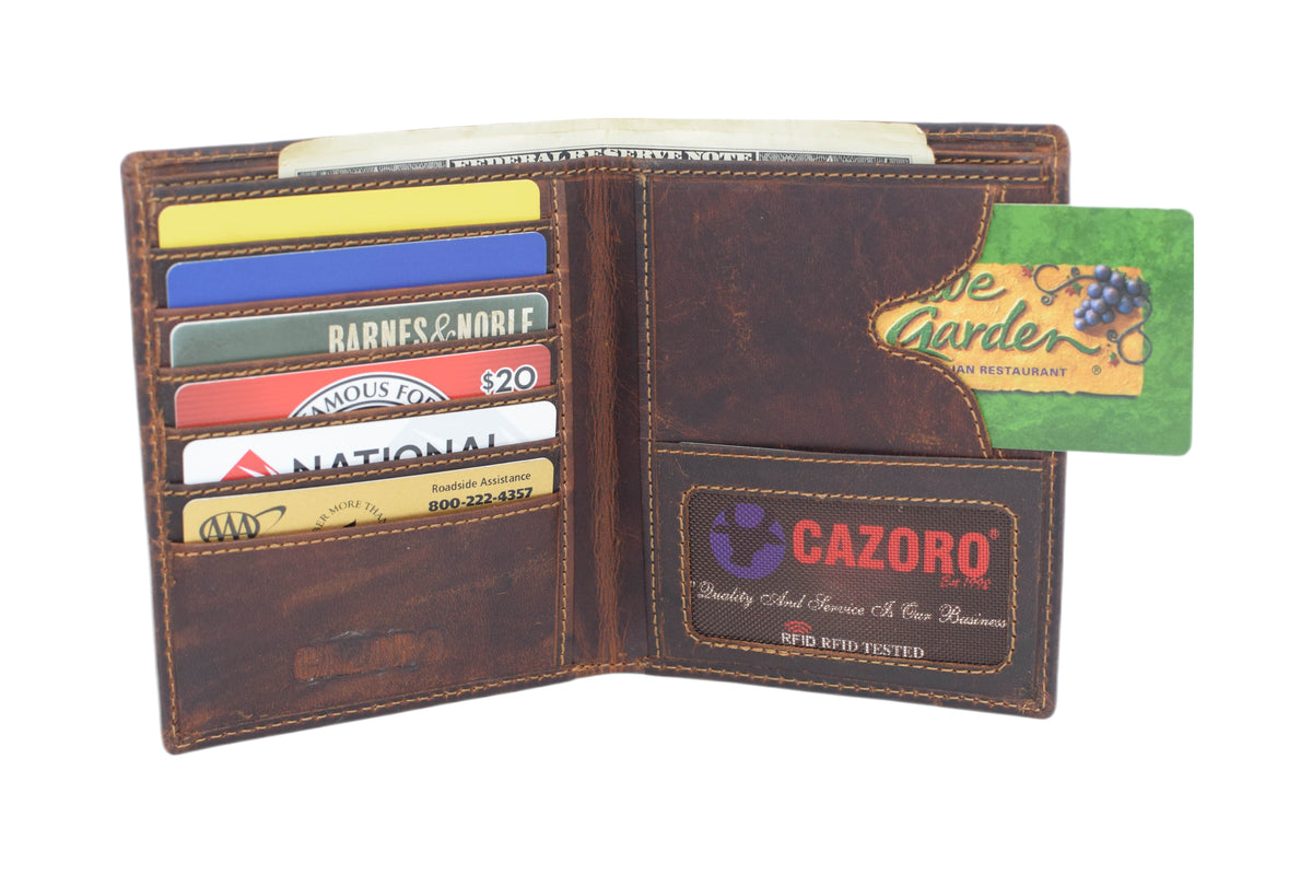 RFID Blocking Vintage Leather Large Hipster Bifold Credit Card ID Men ...