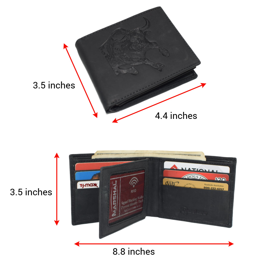 Men's Western Rodeo Wallet – Vintage Leather Bifold with Bull Design ...
