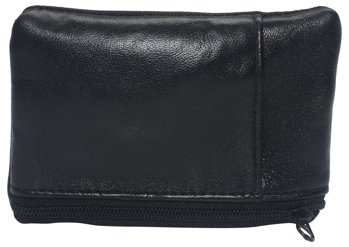 813 Genuine Leather Lightweight Zippered Minimalist Wallet with Clear ...