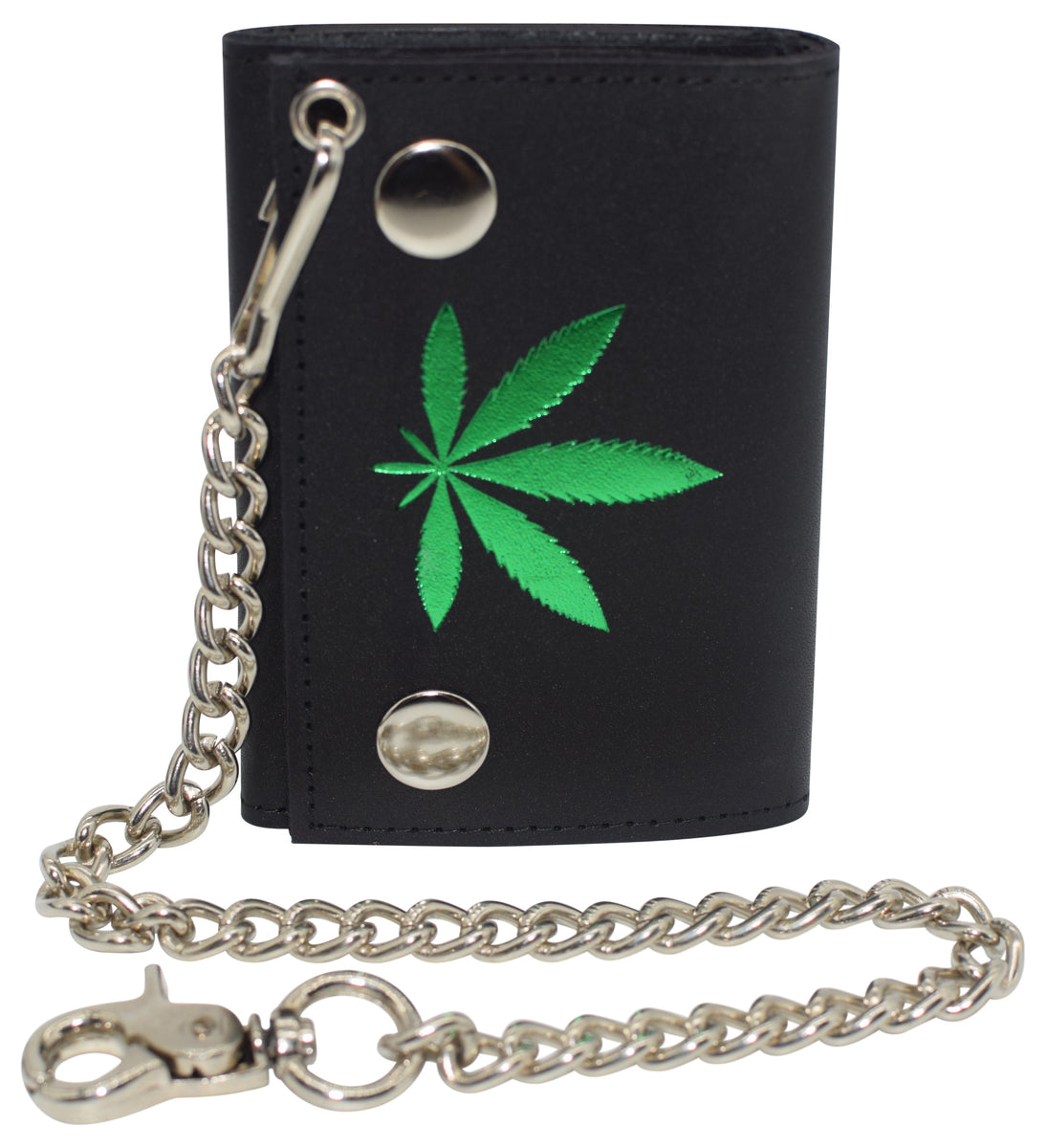 946-58 Marijuana Leaf Men's Tri-fold Biker Cowhide Leather RFID Blocki ...