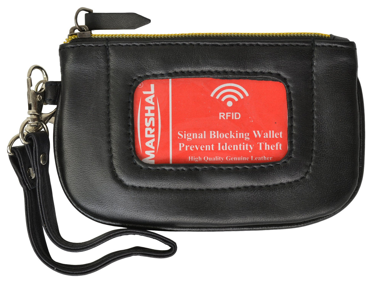 Women's Premium Leather RFID Blocking Safe Zip ID Pouch RFID P 1110 ...