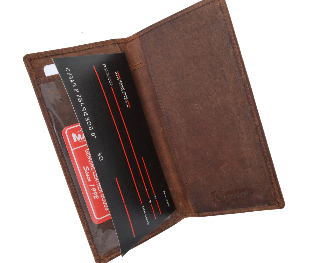 RFID Blocking Vintage Style Genuine Leather Simple Checkbook Cover RFI ...